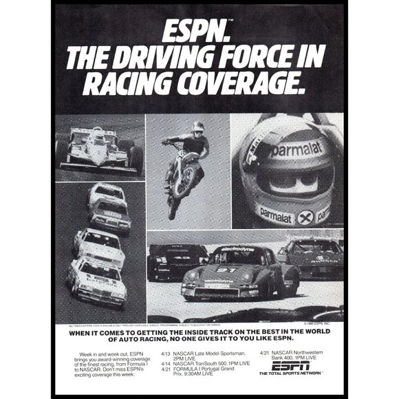 ESPN | Art | 985 Espn Sports Network Vintage Print Ad Nascar Indy ...